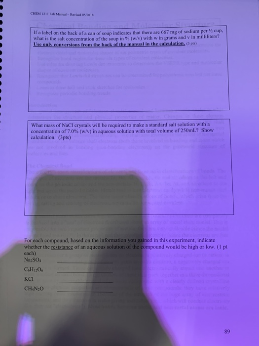 Determining Salt Concentration Using Two Methods Name | Chegg.com