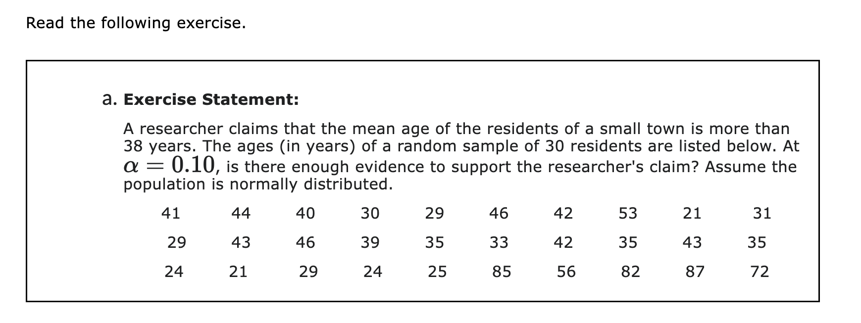 Solved Read the following exercise. a. Exercise Statement: A | Chegg.com