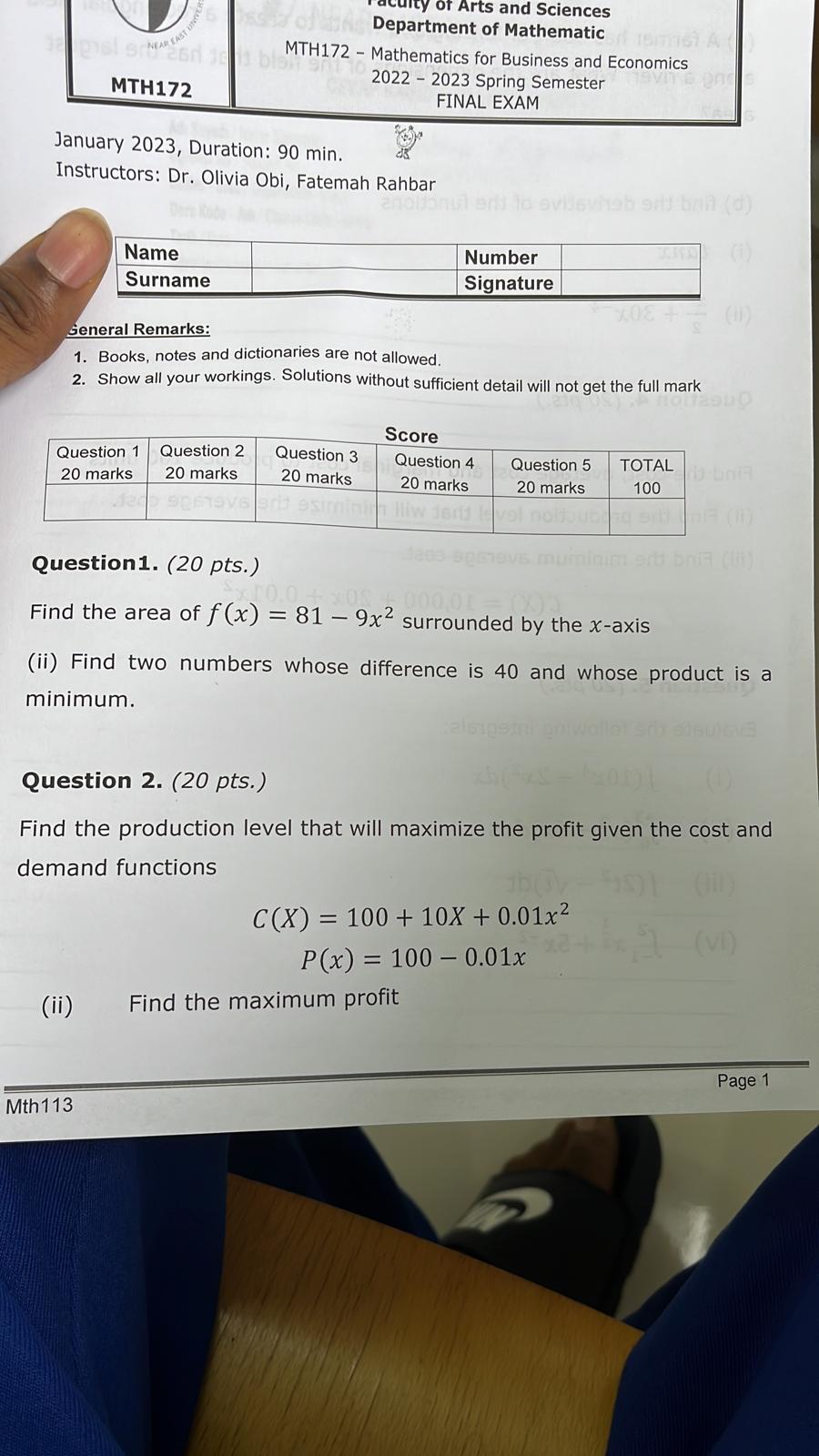 Solved January 2023, Duration: 90 min. Instructors: Dr. | Chegg.com
