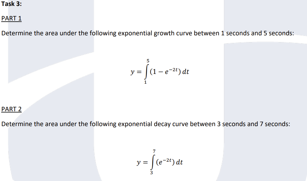 Solved Determine the area under the following exponential | Chegg.com
