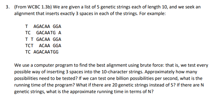 Solved (From WCBC 1.3b) We are given a list of 5 genetic | Chegg.com