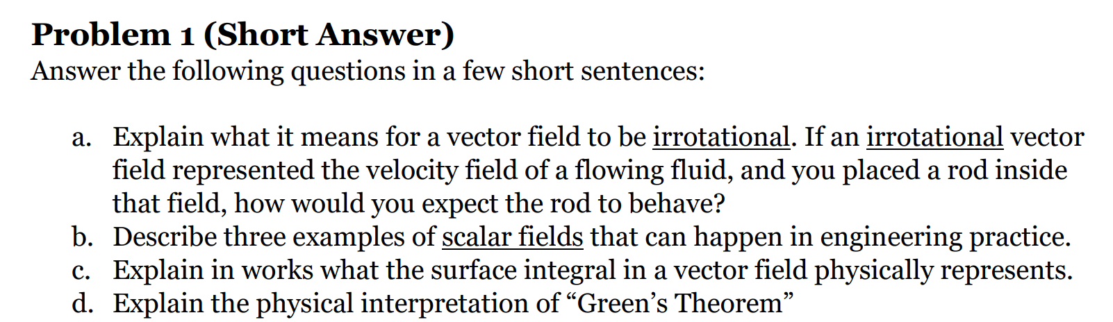Solved Problem 1 (Short Answer) Answer the following | Chegg.com