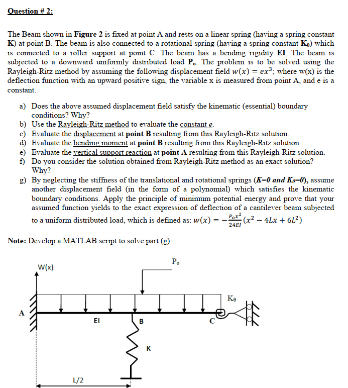 Question # 2: The Beam shown in Figure 2 is fixed at | Chegg.com