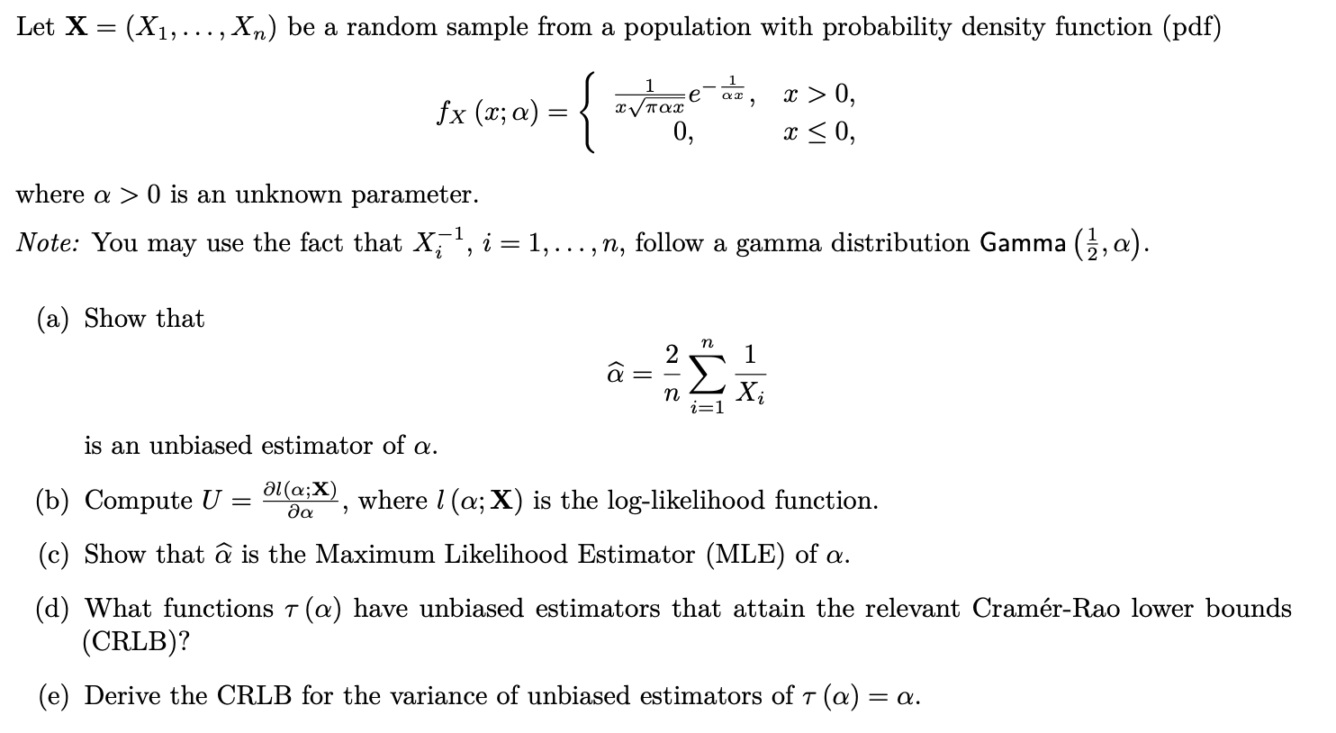 Solved Let x=(x1,dots,xn) ﻿be a random sample from a | Chegg.com