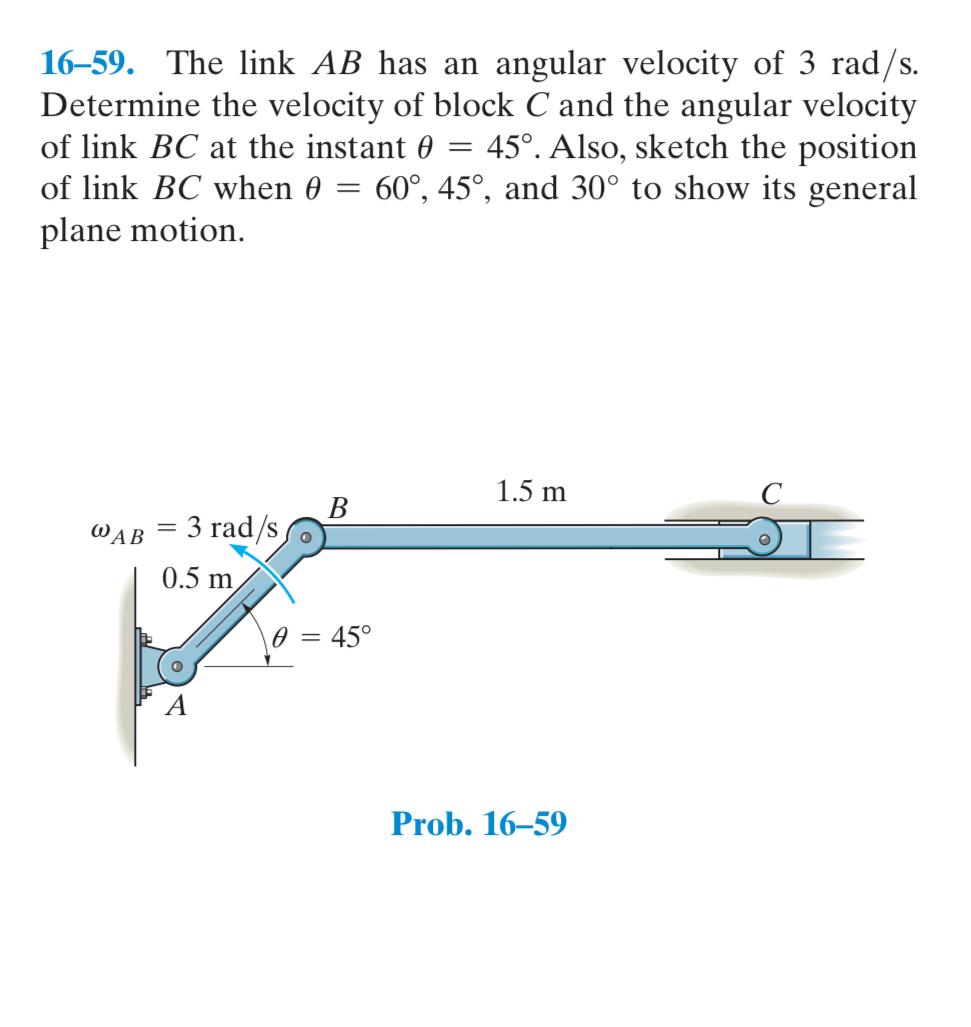 16-59. The link AB has an angular velocity of 3rad/s. | Chegg.com