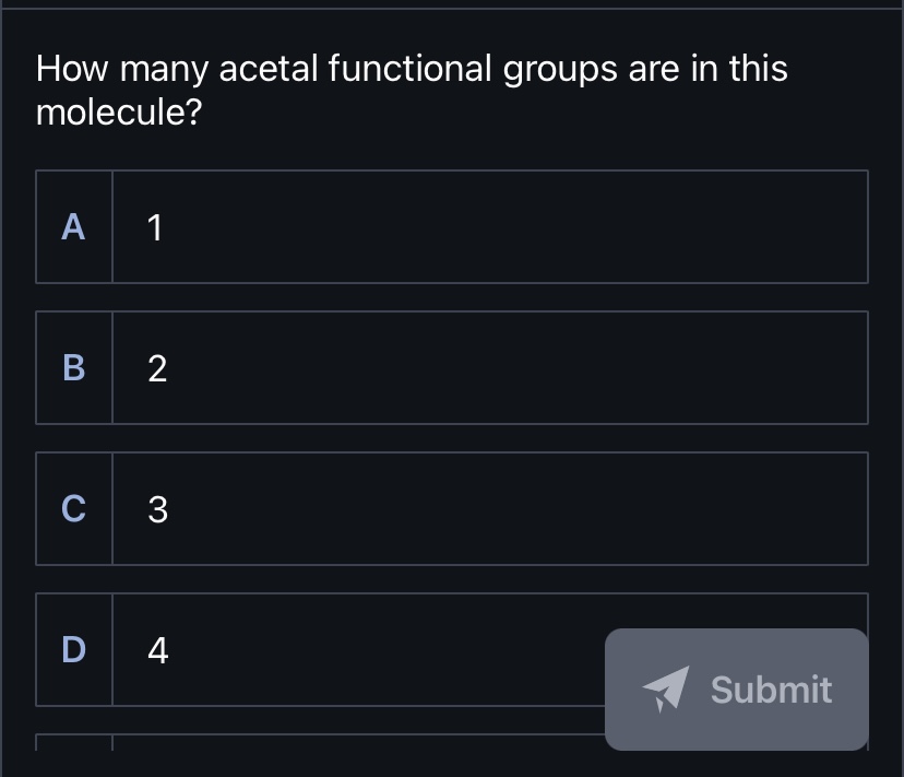 \r\n\r\nHow many acetal functional groups are in this | Chegg.com