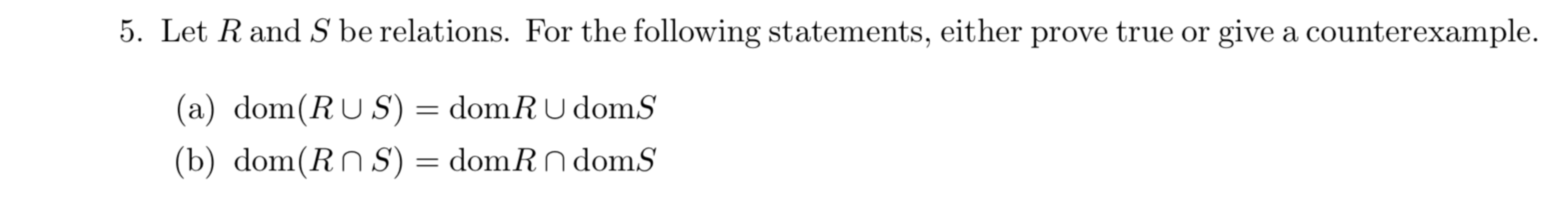 Solved Let R ﻿and S ﻿be relations. For the following | Chegg.com