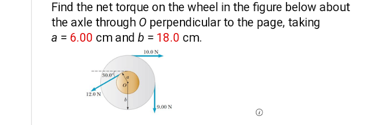 Solved Find the net torque on the wheel in the figure below | Chegg.com