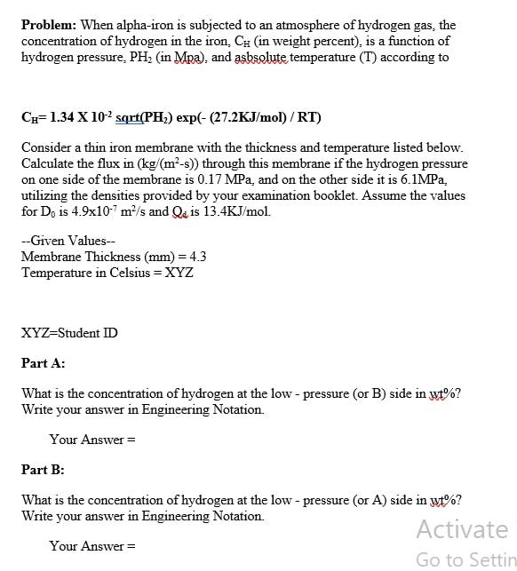 Solved Problem: When alpha-iron is subjected to an | Chegg.com