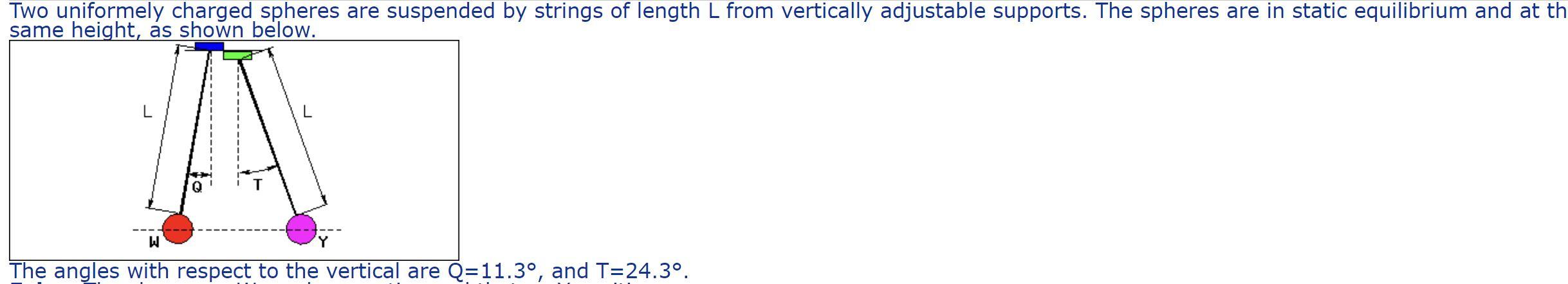 Solved The tension in the string supporting sphere Y is | Chegg.com