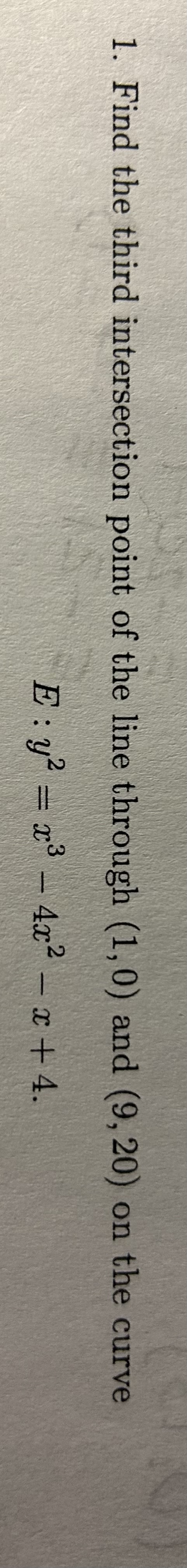 Solved 1. Find the third intersection point of the line | Chegg.com