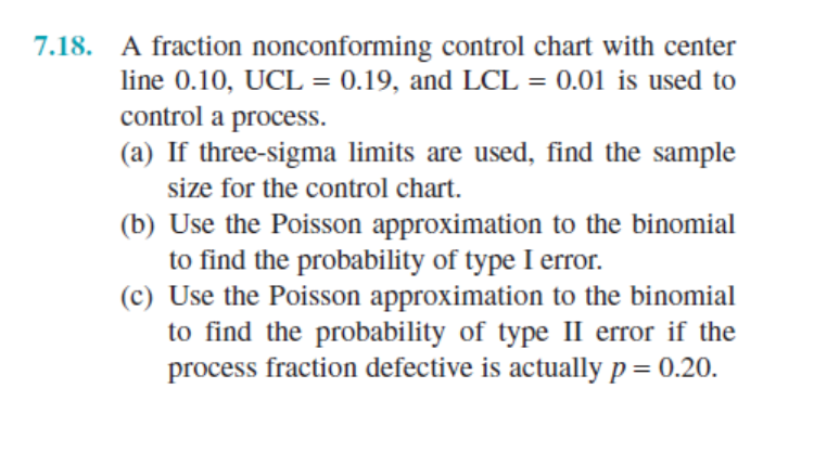 Solved 7.18. A fraction nonconforming control chart with | Chegg.com
