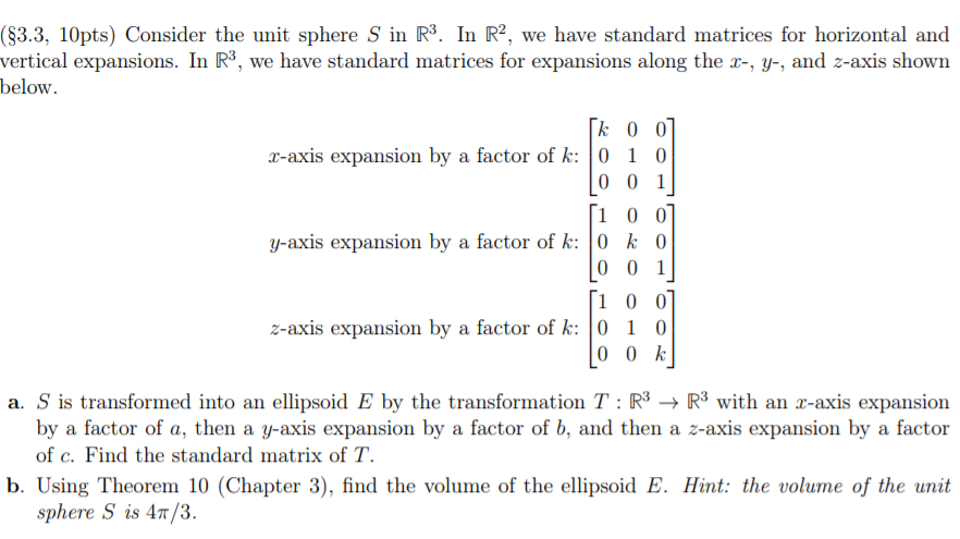 Solved ($3.3, 10pts) Consider the unit sphere S in R3. In | Chegg.com