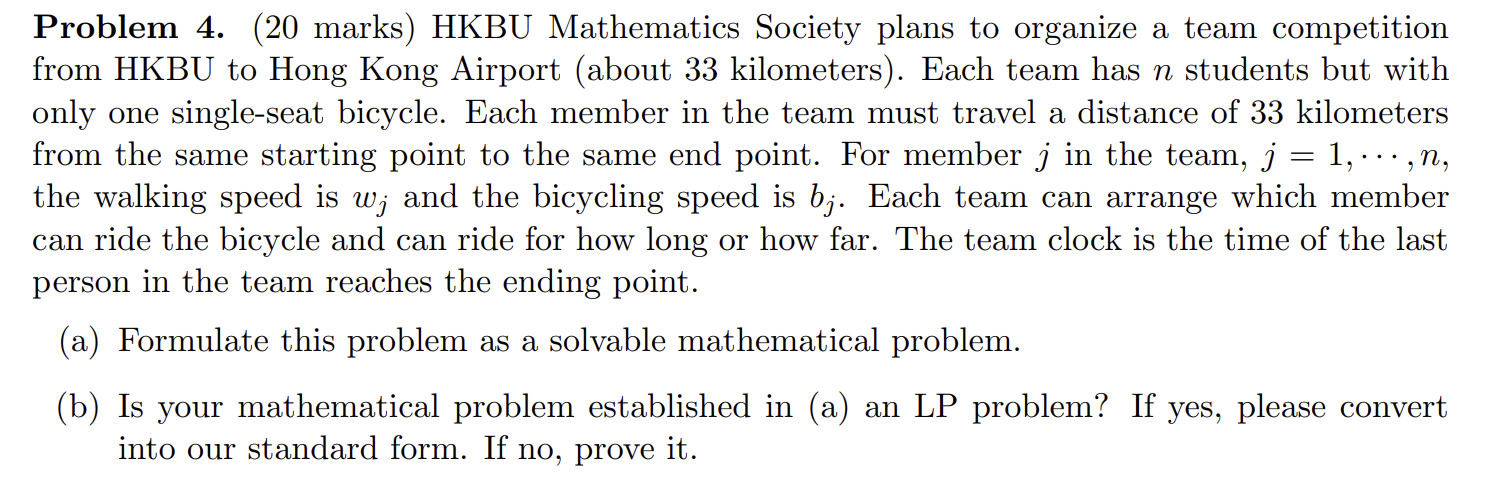 Solved Problem 4. (20 marks) HKBU Mathematics Society plans | Chegg.com