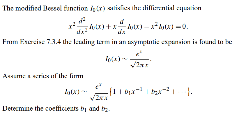 Solved The modified Bessel function 10 (x) satisfies the | Chegg.com