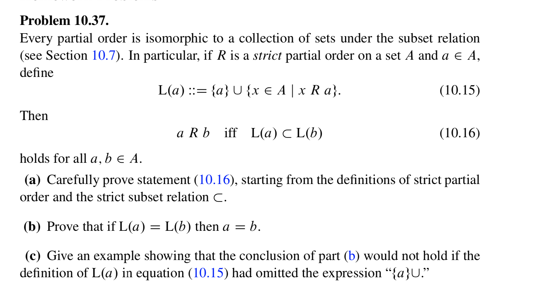 Solved Problem 10.37. Every partial order is isomorphic to a | Chegg.com