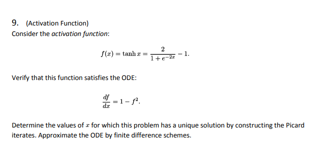 Solved 9. (Activation Function) Consider the activation | Chegg.com