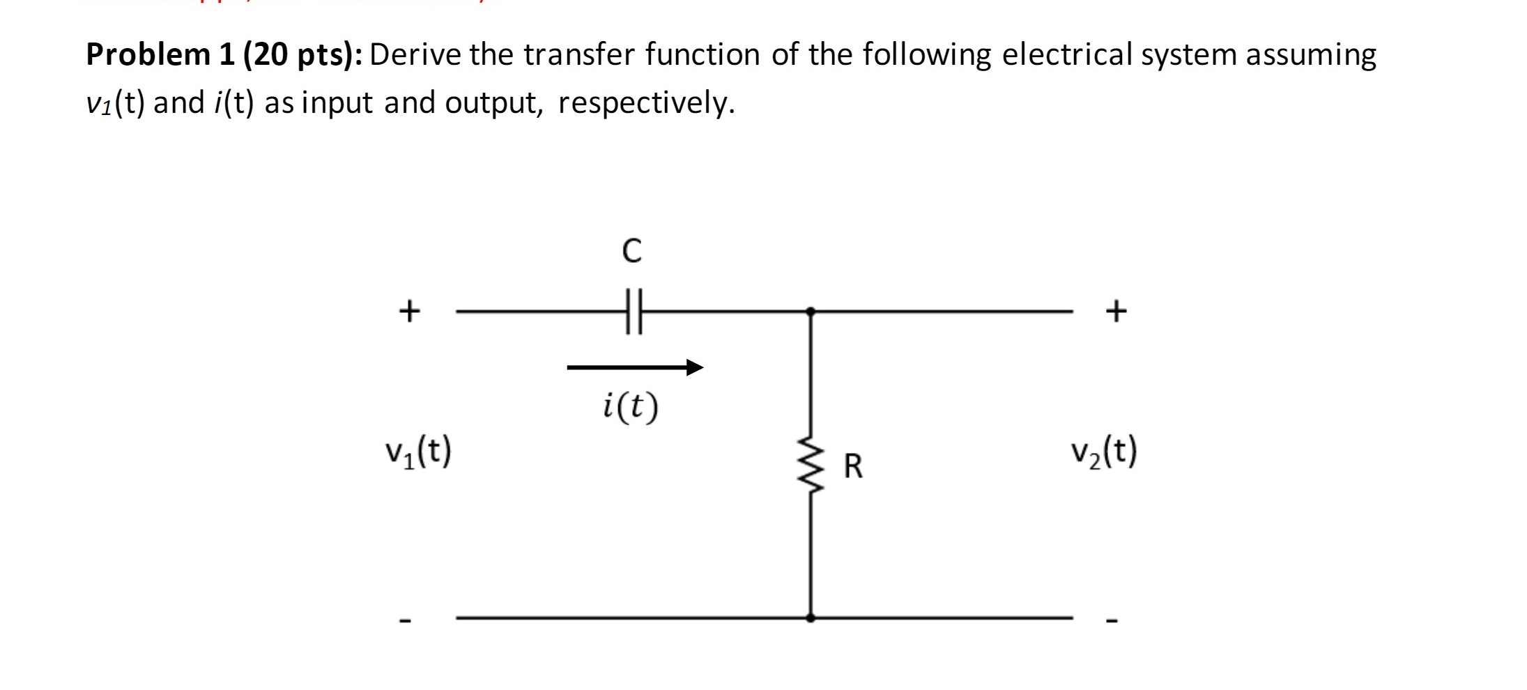 Solved Problem 1 (20 pts): Derive the transfer function of | Chegg.com