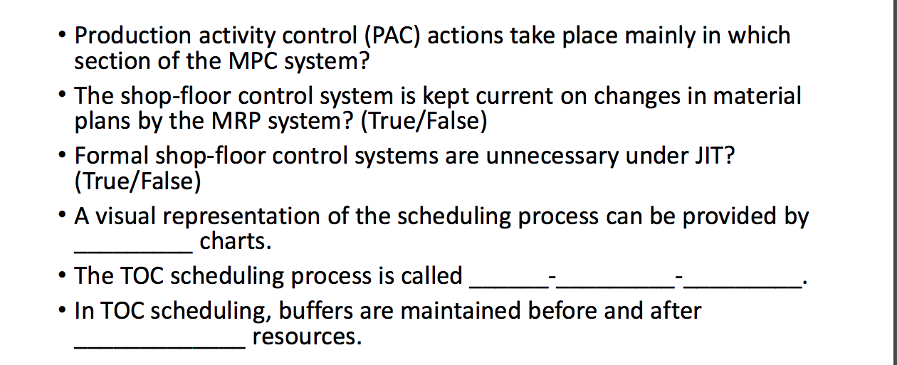 Solved • Production Activity Control Pac Actions Take