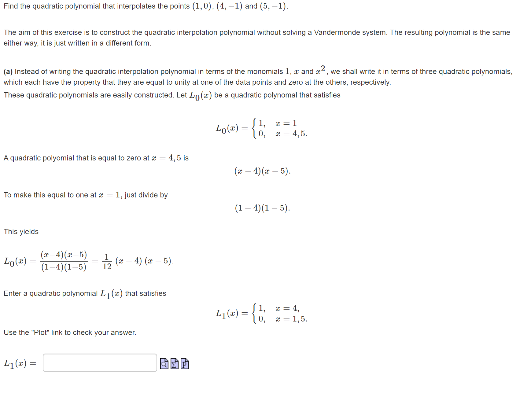 Find the quadratic polynomial that interpolates the | Chegg.com