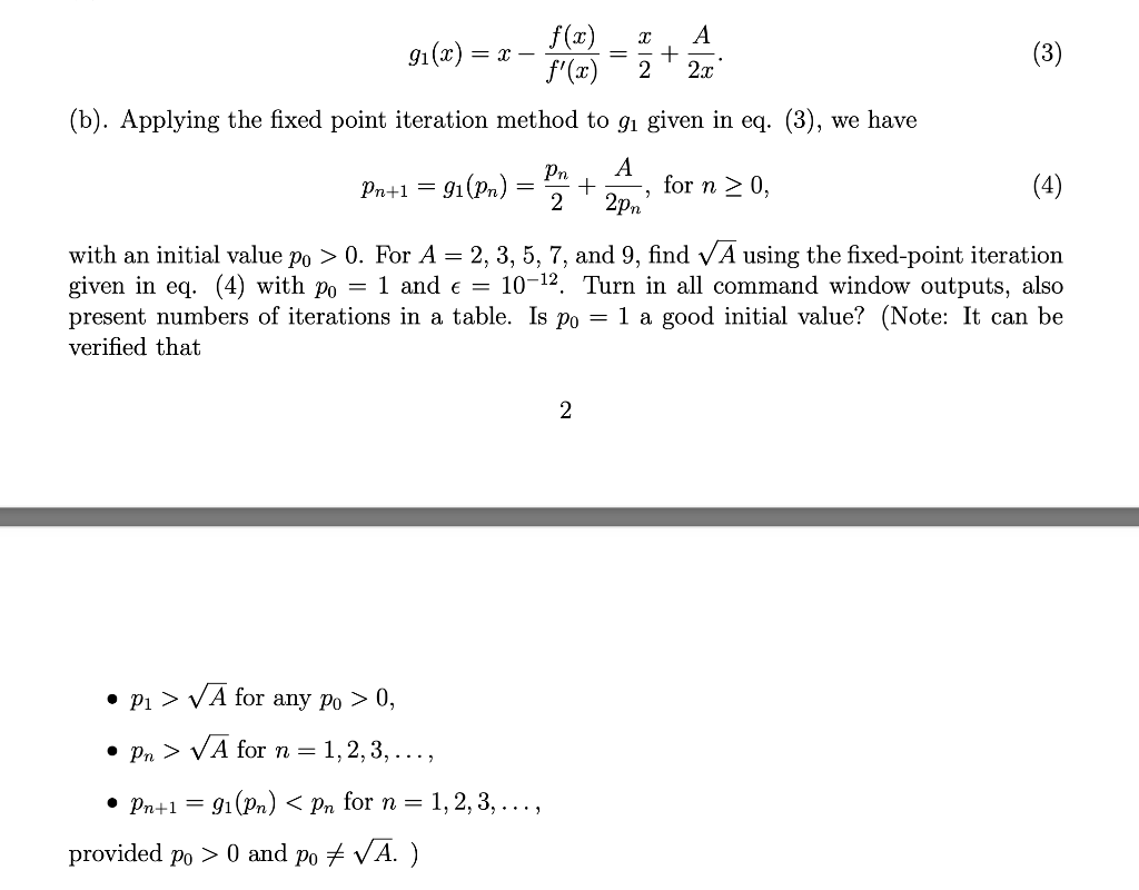 Solved (II). Computing A for some A>0 : When solving the | Chegg.com