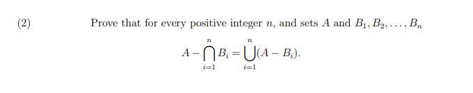 Solved Prove that for every positive integer n, and sets A | Chegg.com
