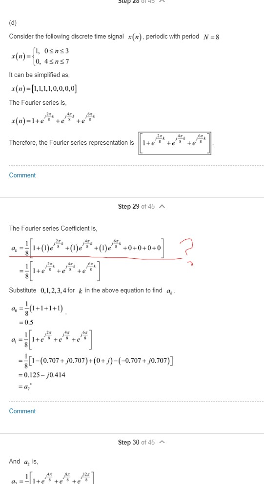 Solved why it says ak is ~~~e^j2pi/8k? isn't it should | Chegg.com