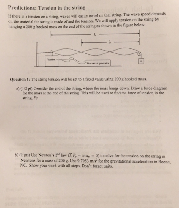 Solved Predictions: Tension in the string If there is a | Chegg.com
