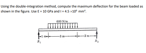 [Solved]: Using the double-integration method, compute the