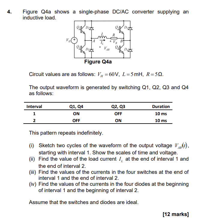 Solved Figure Q4a shows a single-phase DC/AC converter | Chegg.com