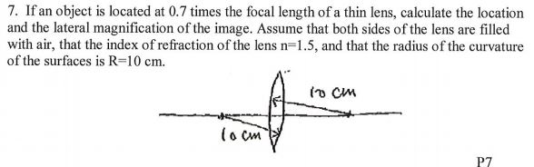 Solved 9. For the lens system shown in Problem 7 and the | Chegg.com