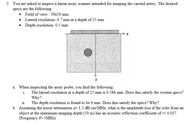 Solved 2. You are asked to inspect a linear array scanner | Chegg.com
