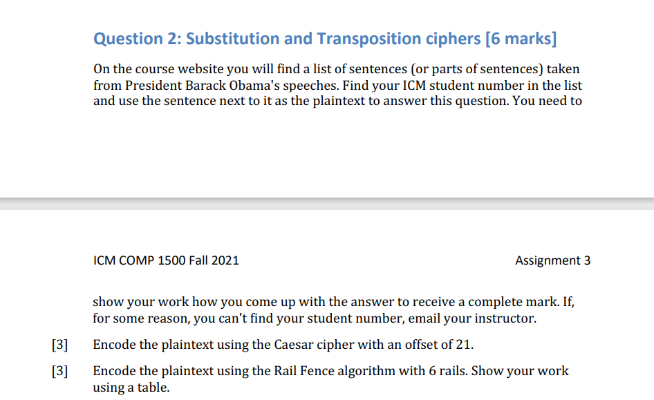 Solved Question 2: Substitution and Transposition ciphers [6 | Chegg.com