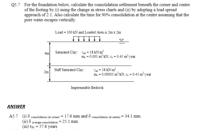 Solved Q5.7 For the foundation below, calculate the | Chegg.com