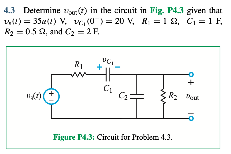 Solved 4.3 Determine Vout(t) in the circuit in Fig. P4.3 | Chegg.com