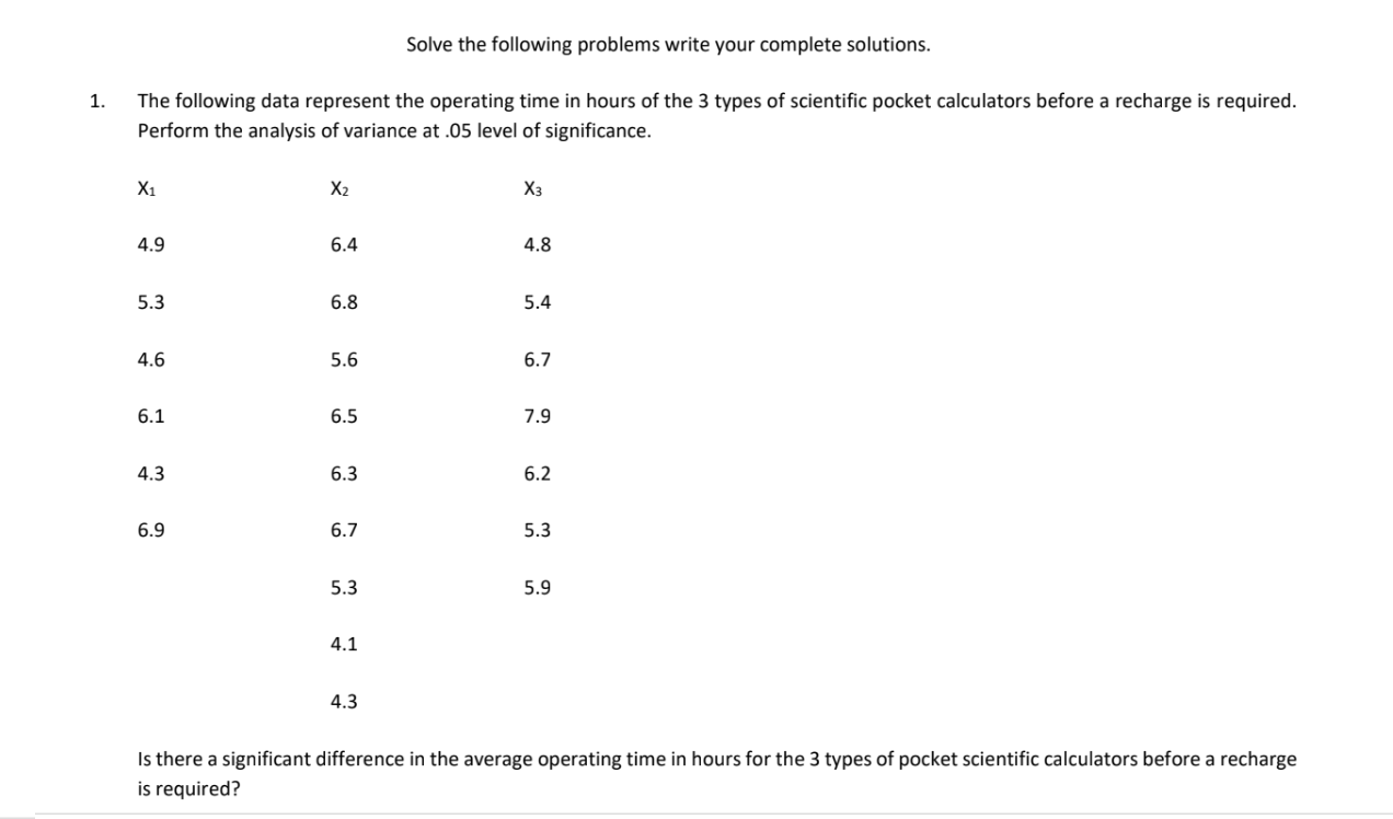 Solved Solve the following problems write your complete | Chegg.com