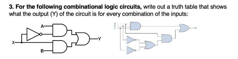 Solved 3. For the following combinational logic circuits, | Chegg.com