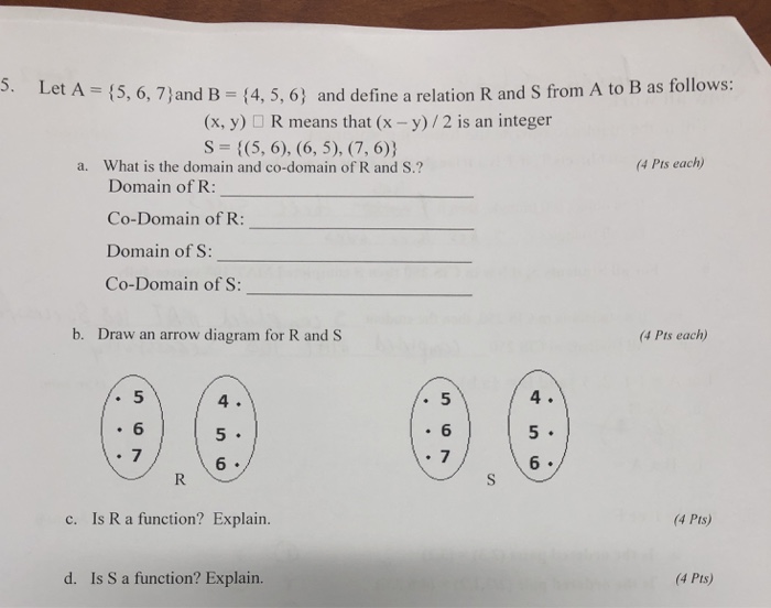 Solved 5. Let A = {5, 6, 7)and B = { 4, 5, 6} and define a | Chegg.com