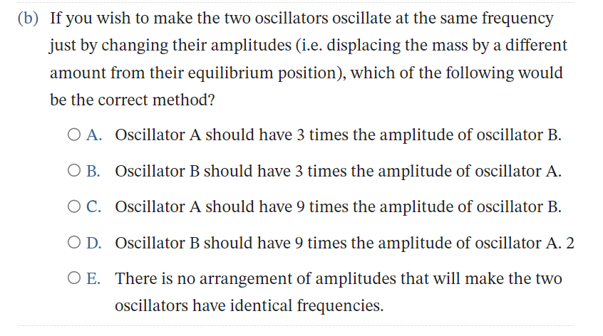 Solved Two vertical harmonic oscillators (A and B) are | Chegg.com