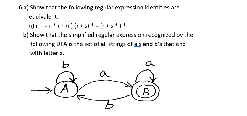 Solved 6 a) Show that the following regular expression | Chegg.com