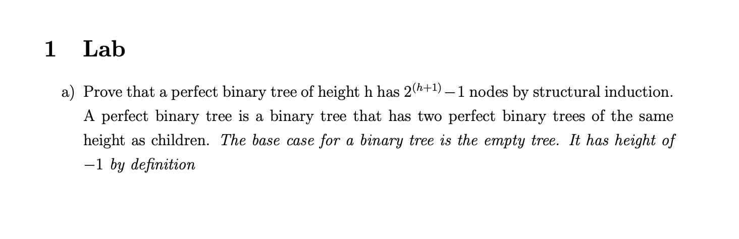 Solved a) Prove that a perfect binary tree of height h has | Chegg.com