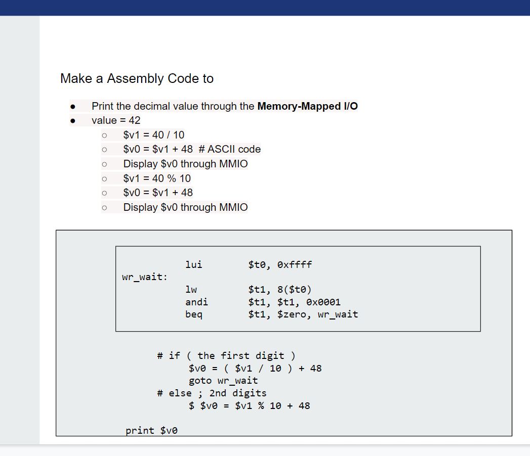 Make A Assembly Code To 0 O Print The Decimal Value 