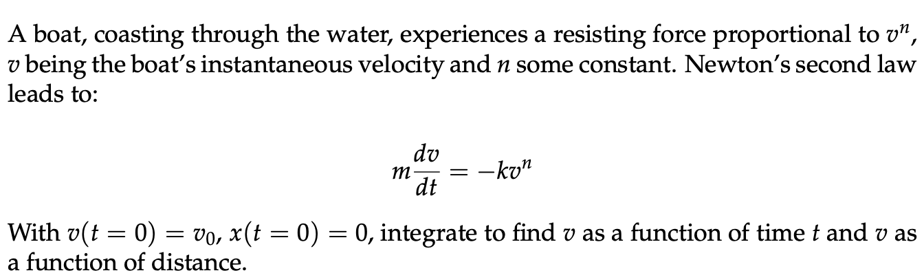 Solved A boat, coasting through the water, experiences a | Chegg.com