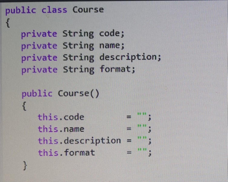 public class Course private String code; private | Chegg.com