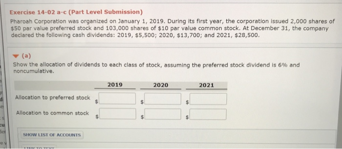 Solved Exercise 14-02 a-c (Part Level Submission) Pharoah | Chegg.com