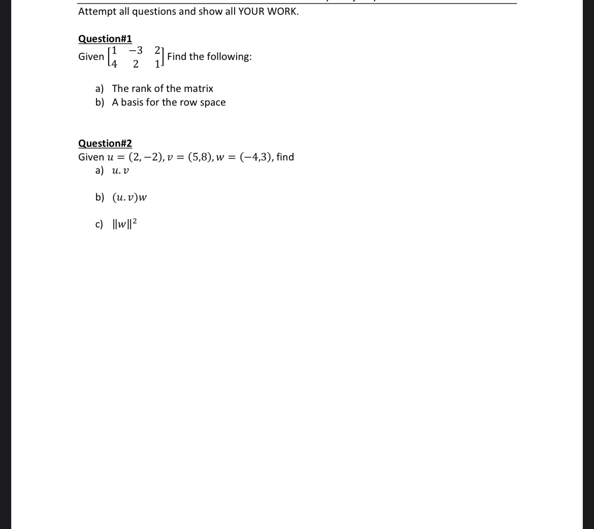 Solved Attempt all questions and show all YOUR | Chegg.com