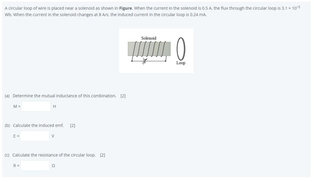 Solved A circular loop of wire is placed near a solenoid as | Chegg.com