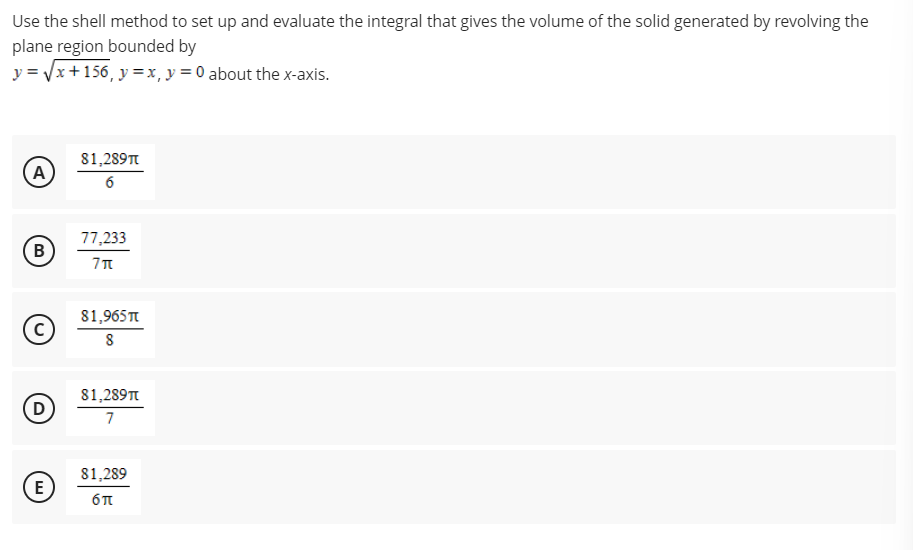 Solved Use the shell method to set up and evaluate an | Chegg.com