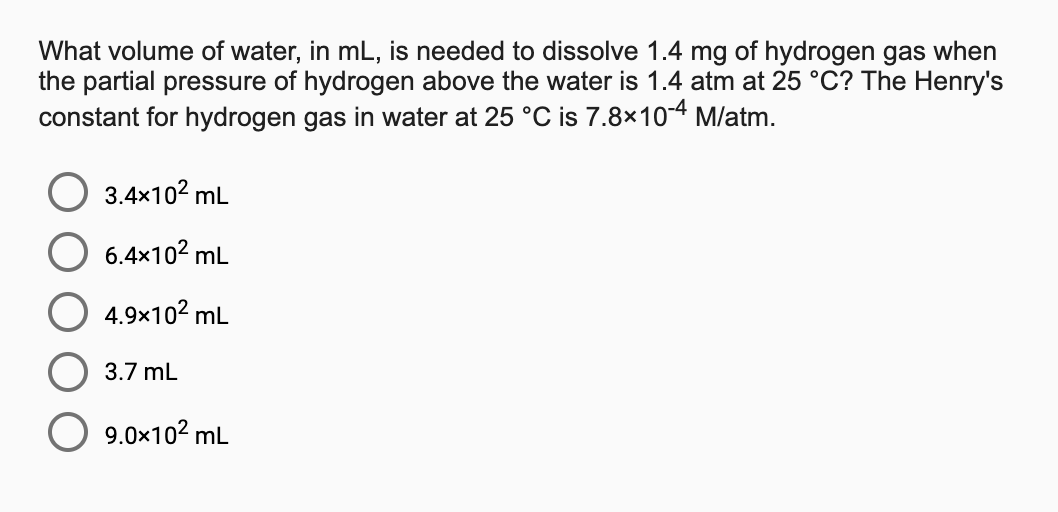 Solved What volume of water, in mL, is needed to dissolve | Chegg.com