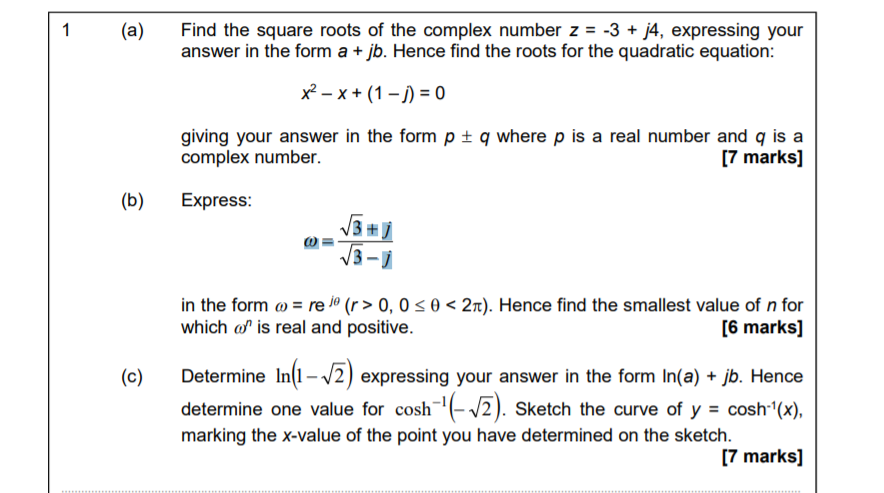 Solved 1 (a Find the square roots of the complex number | Chegg.com